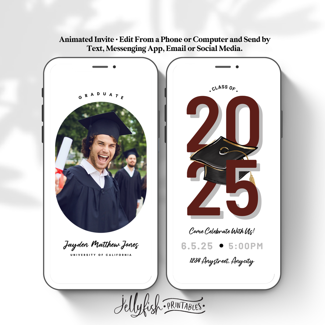 Graduation Video Invitations | JellyfishPrintables – Jellyfish Printables